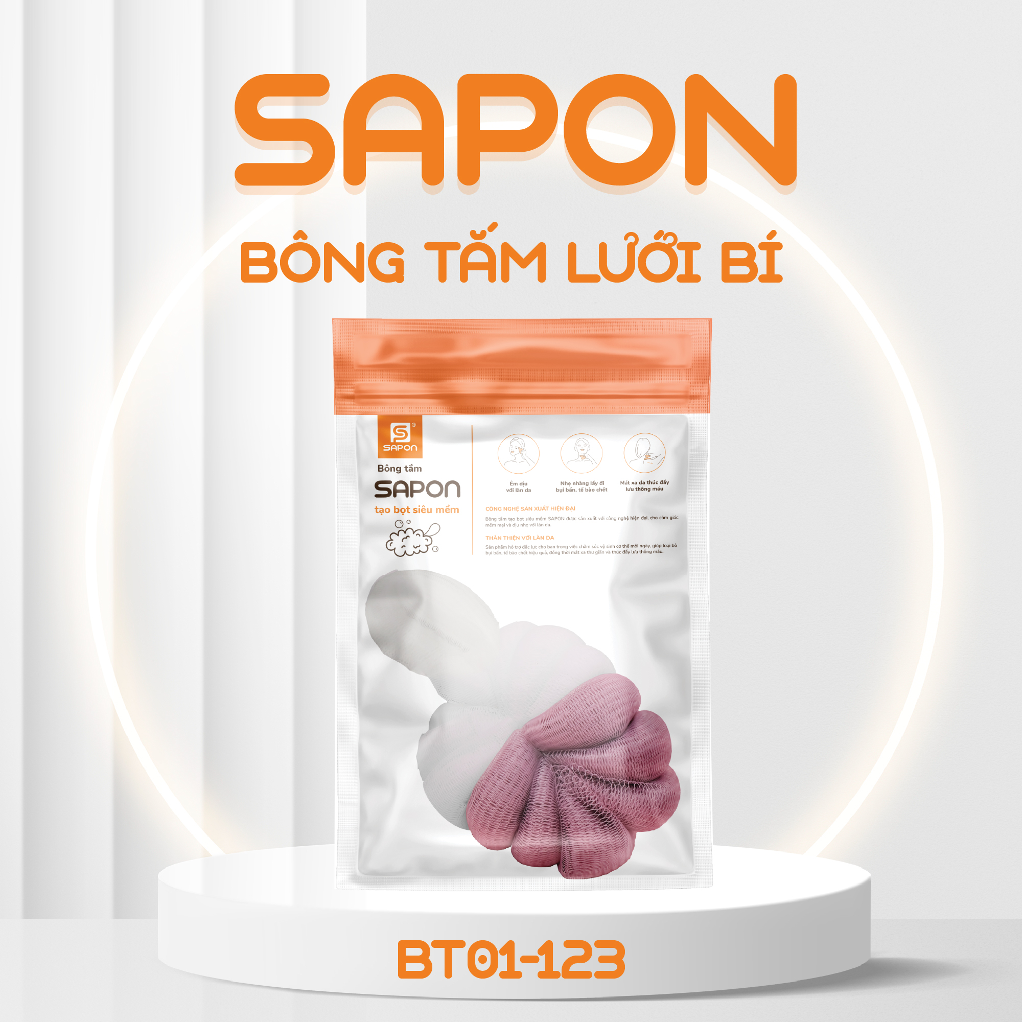 Bông tắm Sapon lưới bí BT01-123