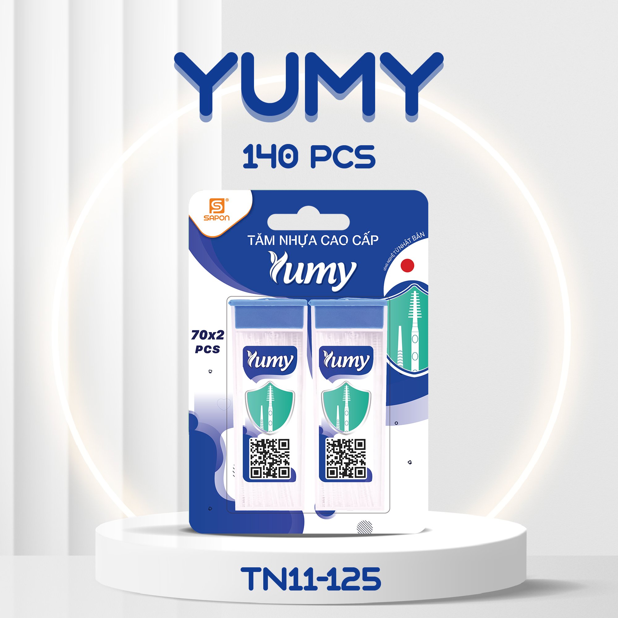 Tăm nhựa Yumy vỉ 2 hộp chữ nhật mini 140pcs TN11-125